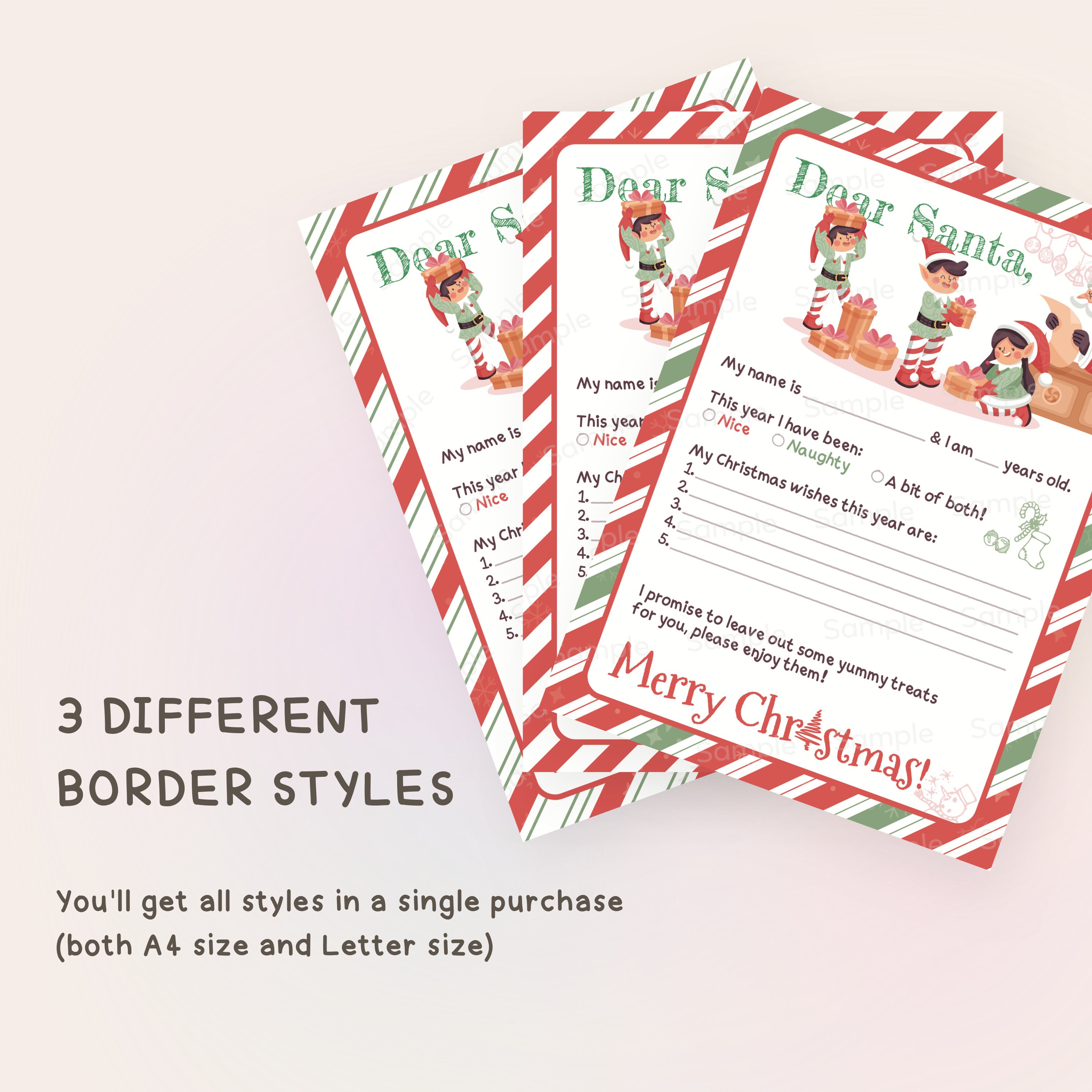 Printable Christmas Letter Letter to Santa Santa Claus Kids - Etsy