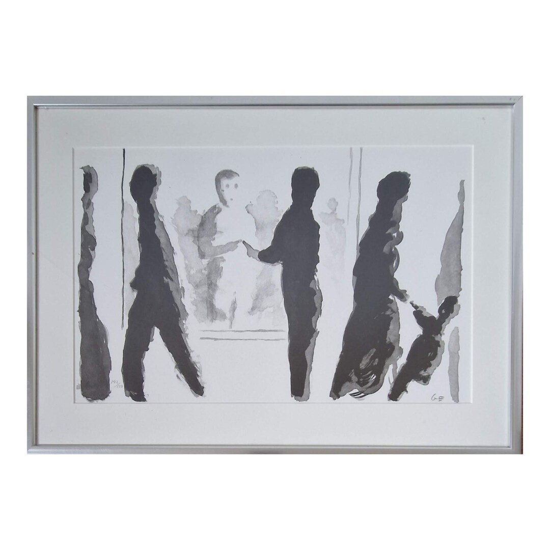 Framed Black & White Etching: Surrealist People, Gösta Ehrenberg Art - Etsy