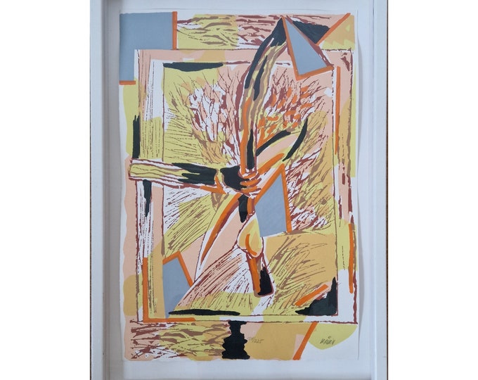Antique German Lithograph in Color Signed by Artist Iwan, Framed Litho ...