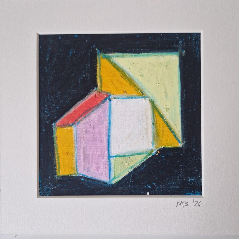 Mini Abstract Artwork: 3.7 X 3.7 Inches, Matted and Framed - Etsy UK