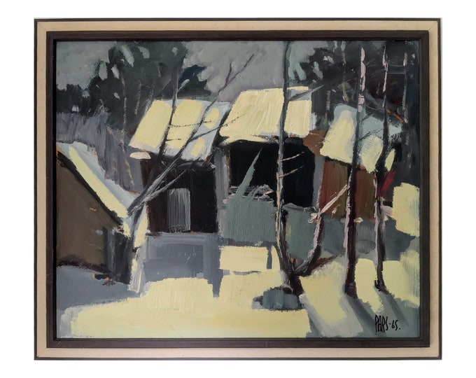 Scandinavian Oil Painting, Mid Century Modern Abstract Oil Painting ...