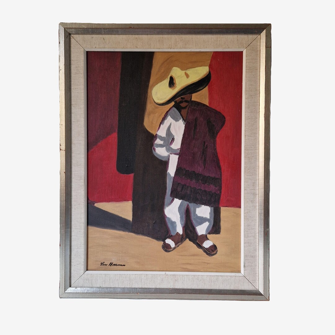 Lars Norman Mexican Street Scene Painting: Mid-century Modern ...