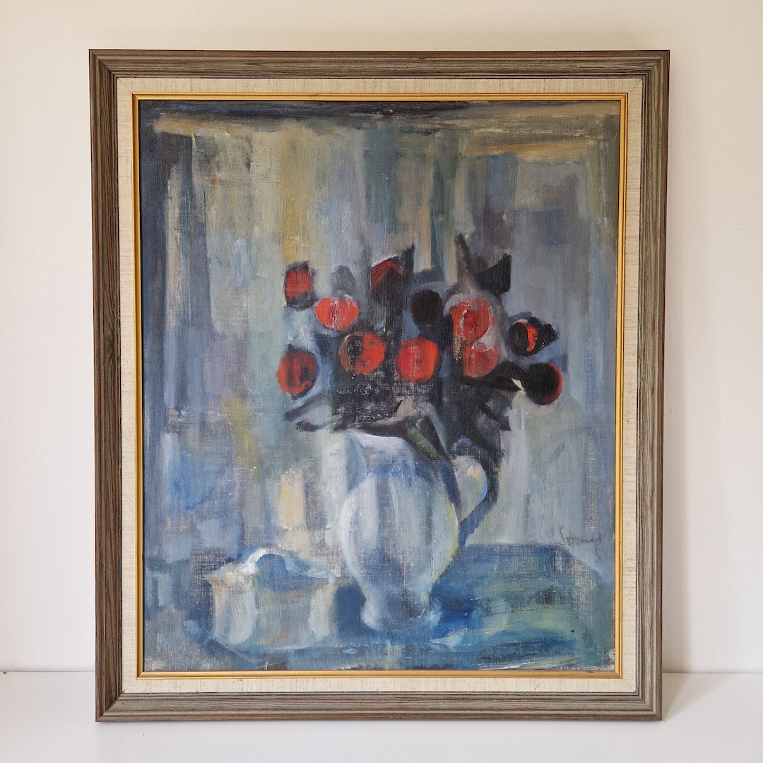 Swedish Modernism Still Life -flowers in Vase - Fauvism - Red Roses in ...