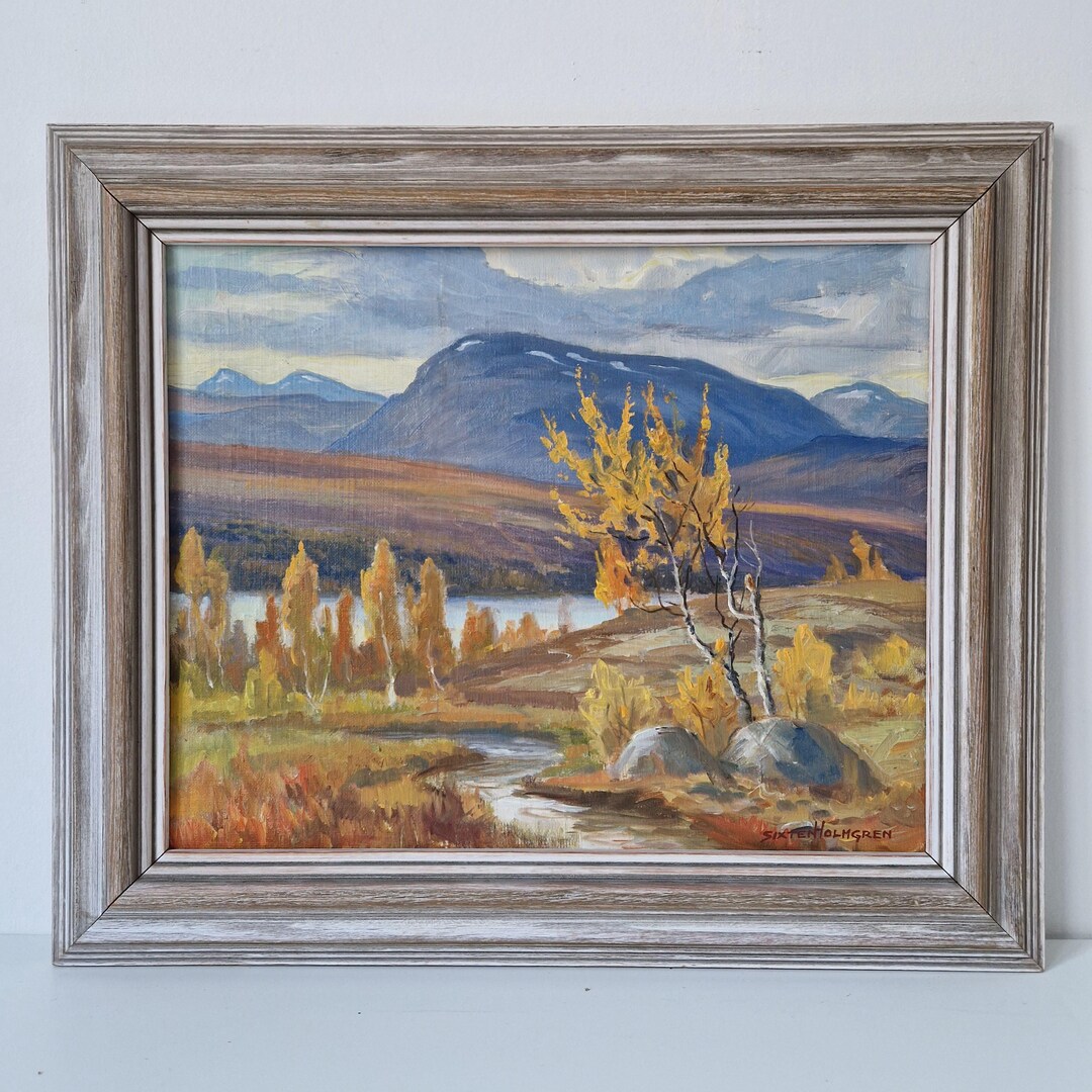 Scandinavian Landscape Oil Painting - Sweden, Mountain Scene, Valley ...