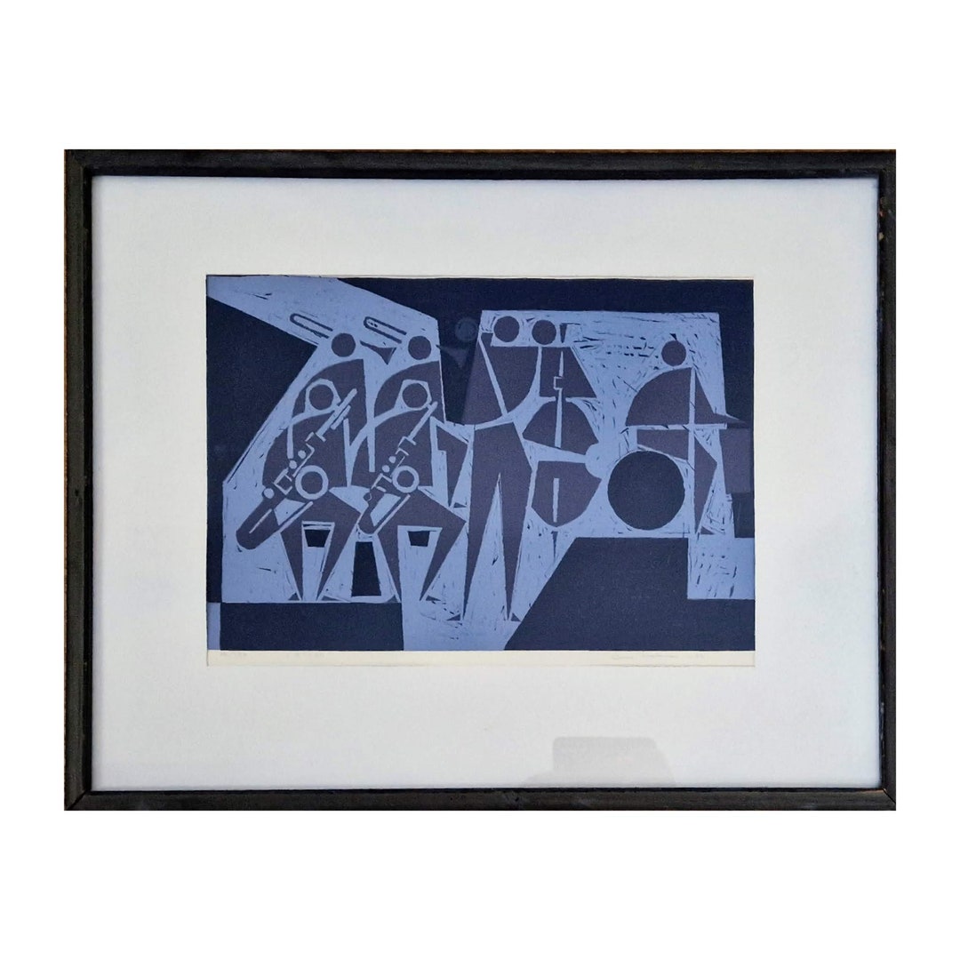 Original Color Lithograph | Artwork Depicting a Blues Band. Musicians ...