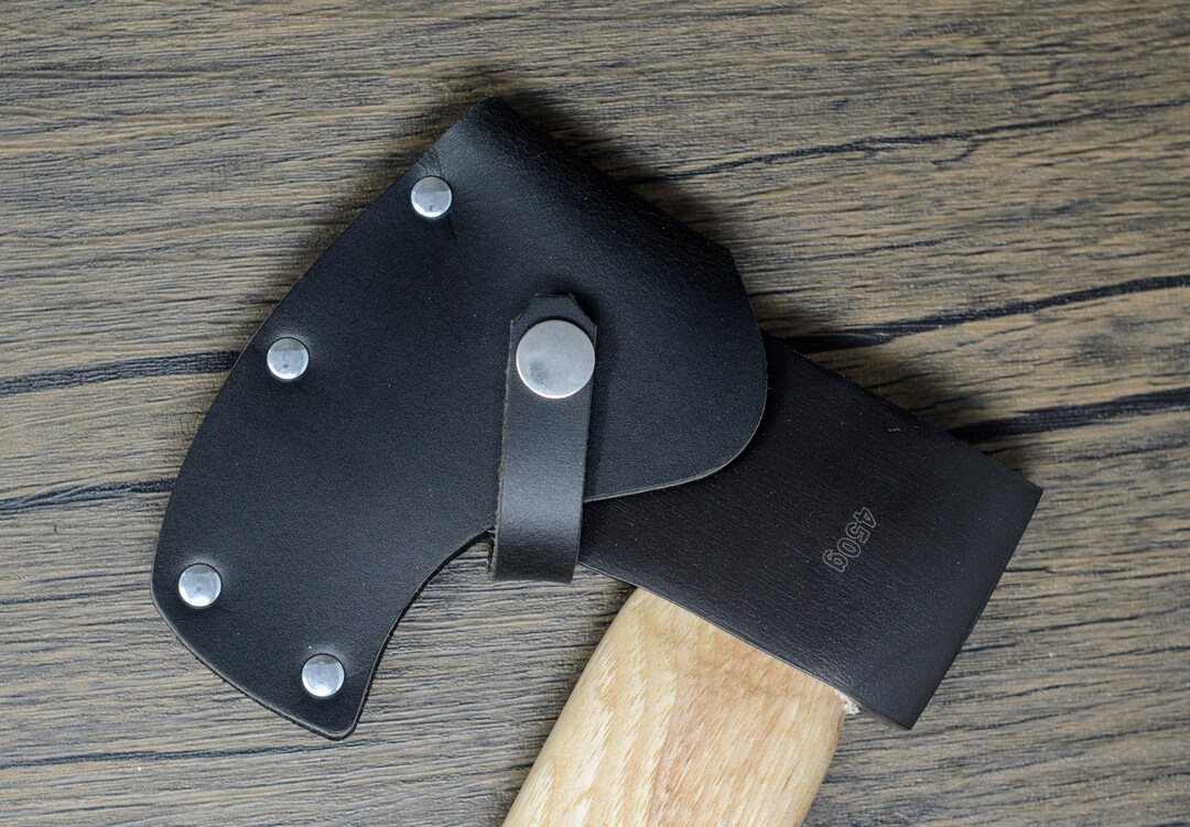 Full Grain Leather Hatchet Axe Cover Safety Sheath in Black - Made in ...