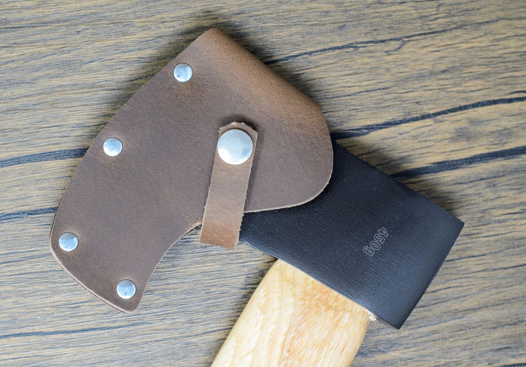 Full Grain Leather Hatchet Axe Cover Safety Sheath in Vintage Brown ...