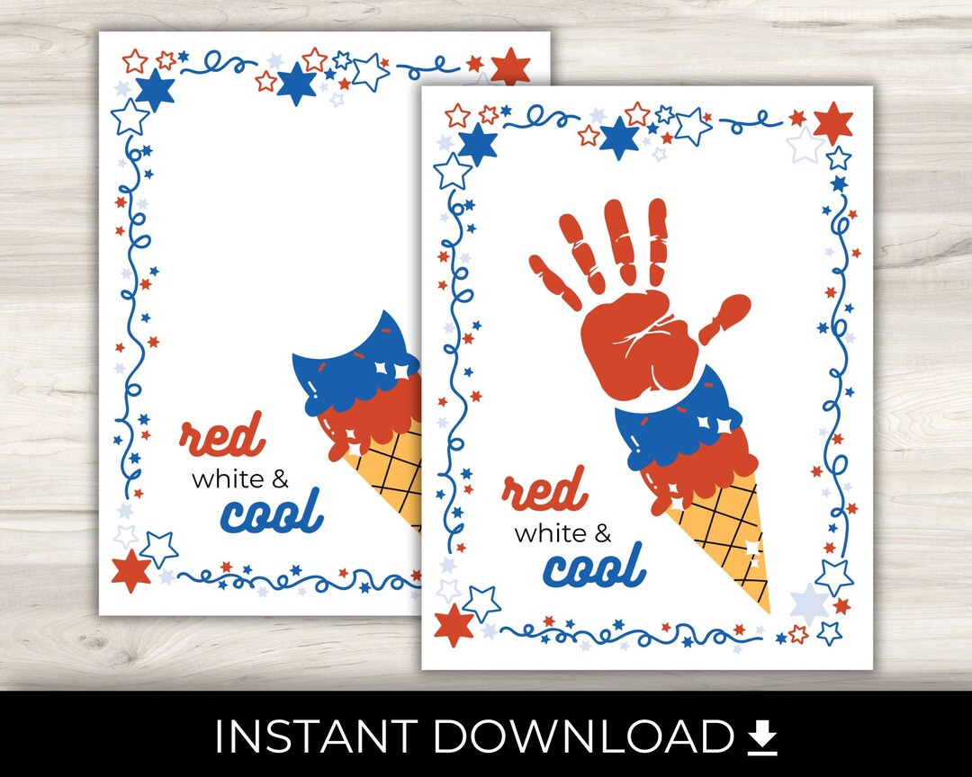 4th of July Handprint Art, PRINTABLE Fourth of July Handprint Craft ...