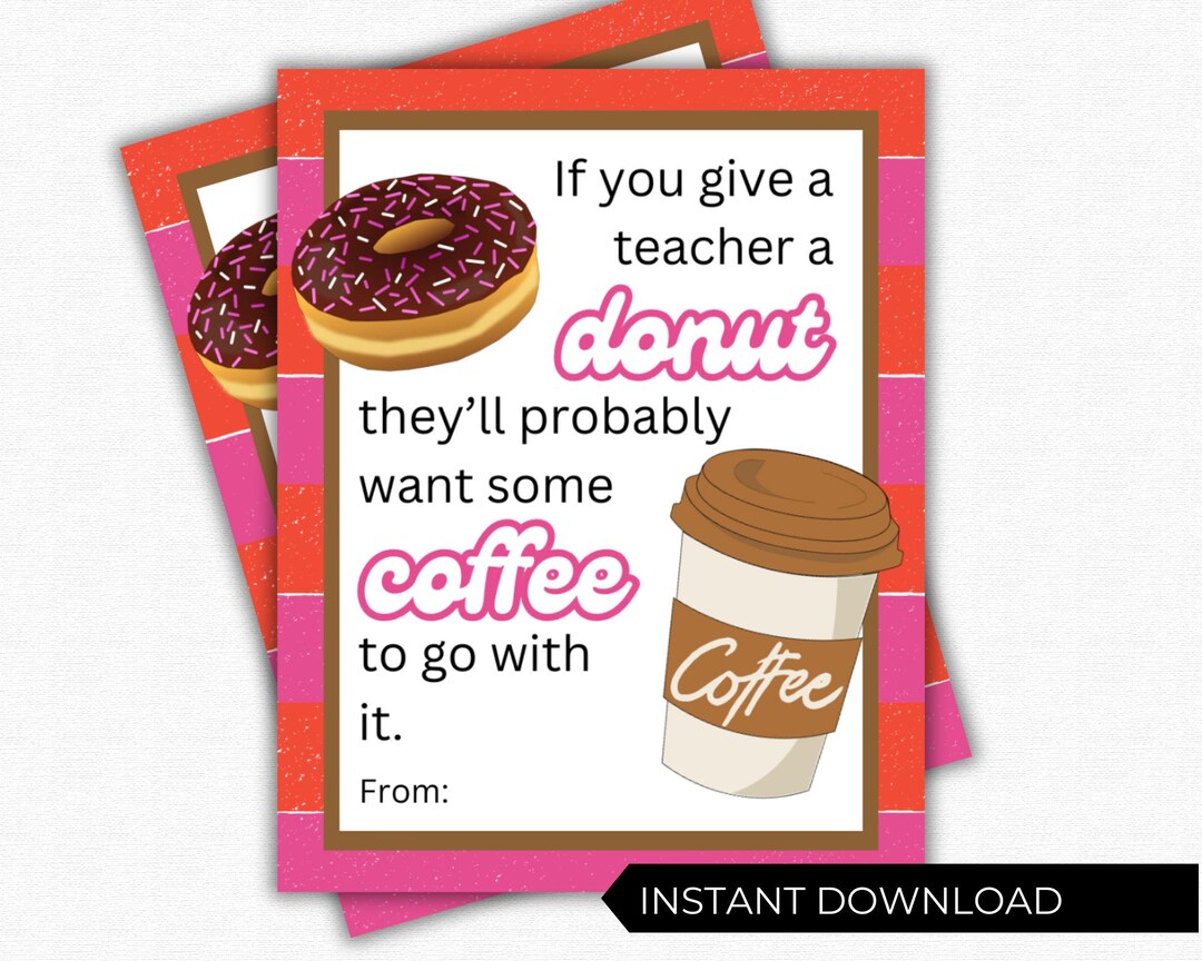 Donut Teacher Appreciation Gift Tag, Printable Treat Tag (digital ...