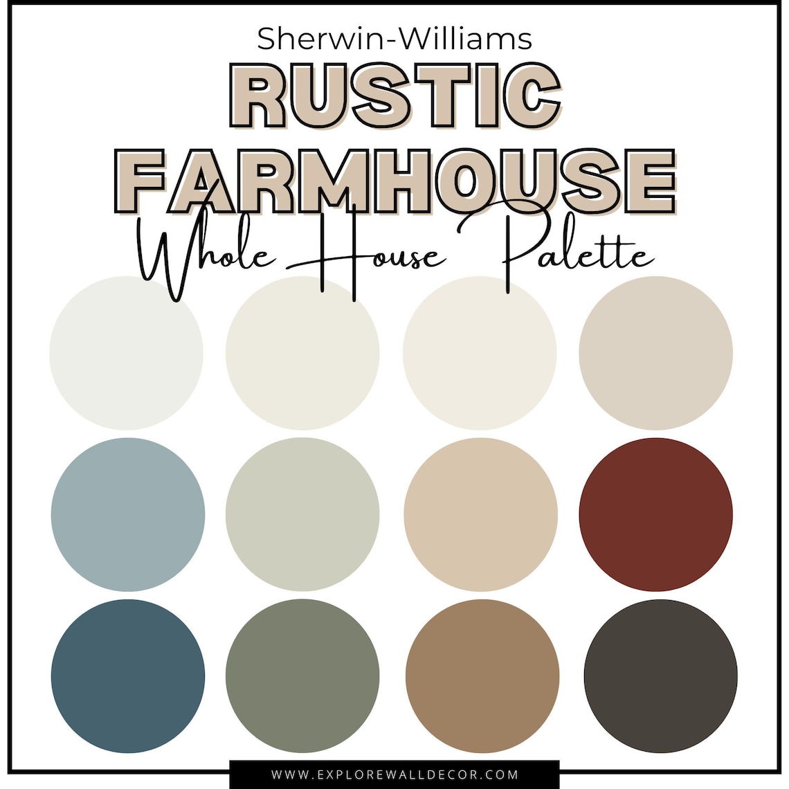 Rustic Farmhouse Paint Palette, Whole House Paint Palette Sherwin ...