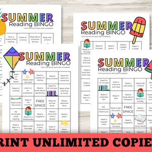 Summer Reading Bingo PRINTABLE, Summer Reading Challenge for Kids ...