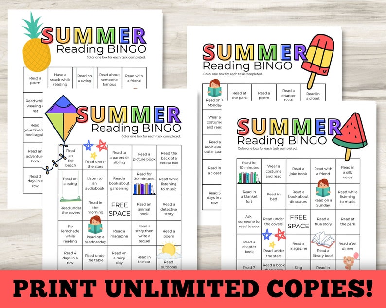Summer Reading Bingo PRINTABLE, Summer Reading Challenge for Kids ...