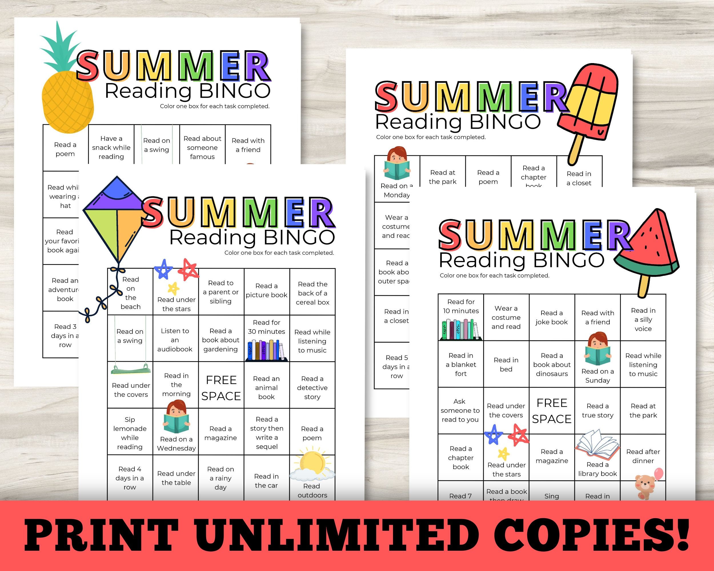 Summer Reading Bingo PRINTABLE, Summer Reading Challenge for Kids ...