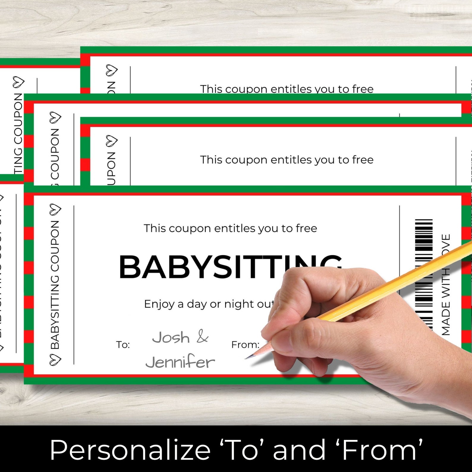 Babysitting Coupon Book for Mom, Printable Christmas Coupons, First ...