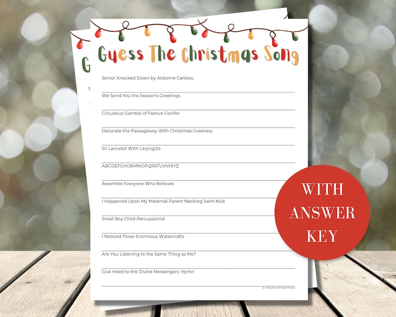 Guess the Christmas Carol Game for Office Christmas Party, Friendsmas ...