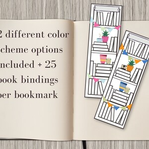4 Reading Tracker Bookmarks With Bookshelf & Vintage Library Card to ...