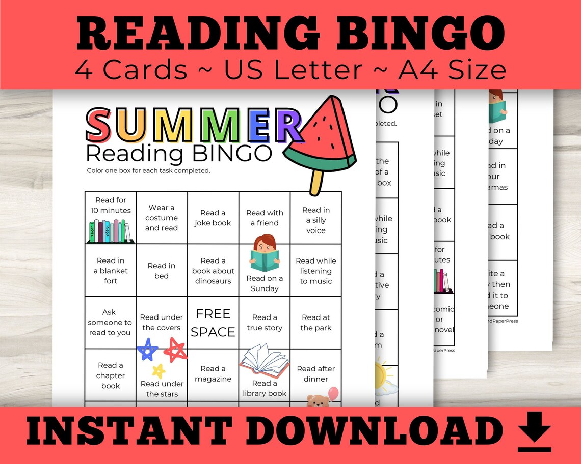 Summer Reading Bingo PRINTABLE, Summer Reading Challenge for Kids ...