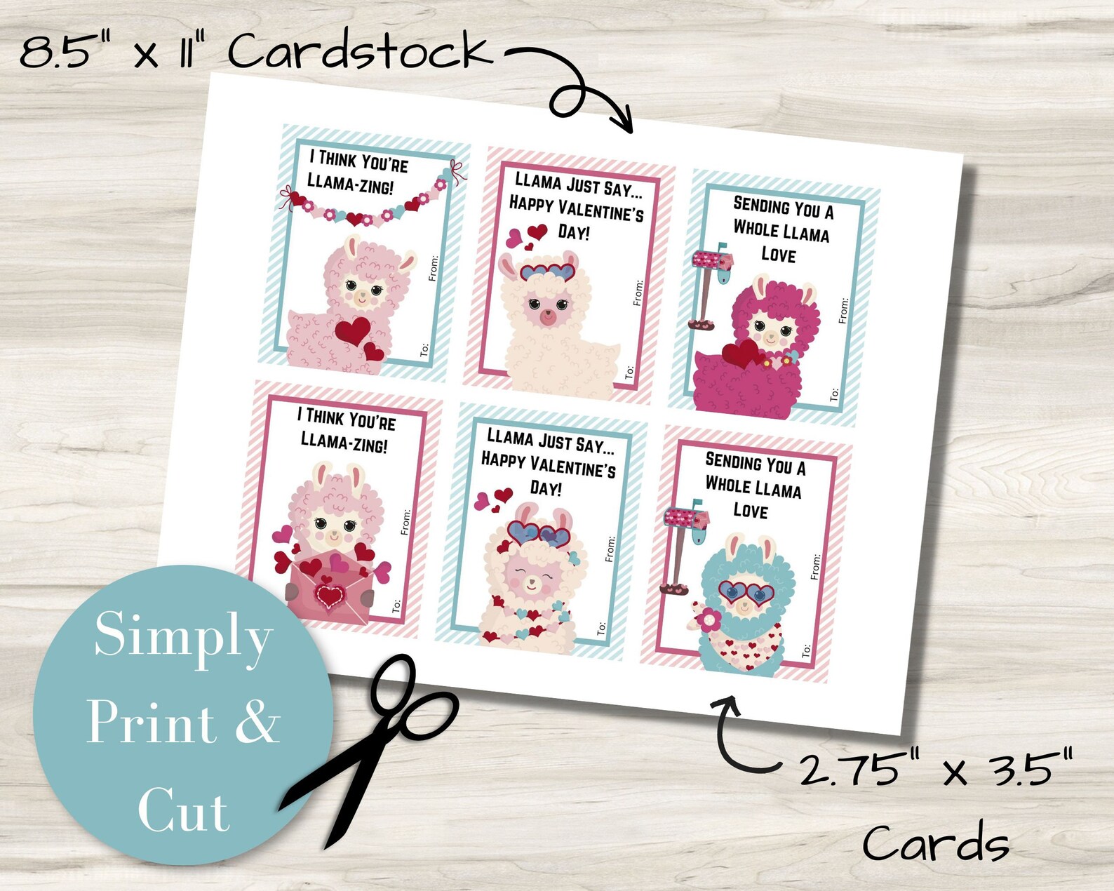 Llama Valentine Card for Kids Classroom Valentine's Day Parties - Etsy