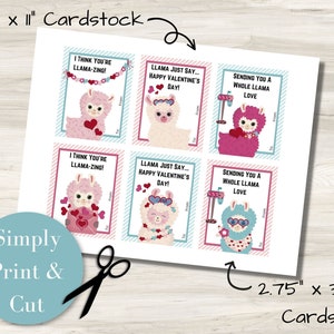 Llama Valentine Card for Kids Classroom Valentine's Day Parties - Etsy