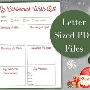 Christmas Wish List Printable, Wish List for Kids, Letter to Santa ...
