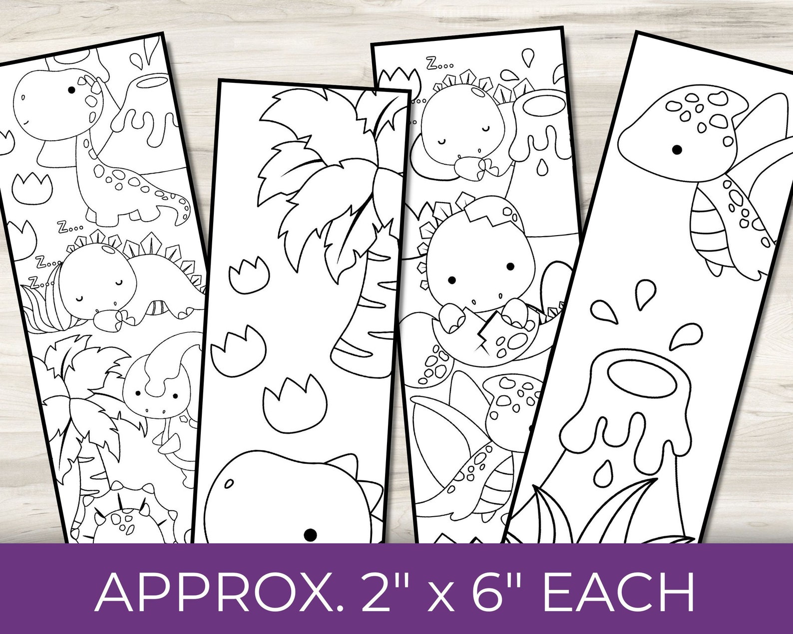 Dinosaur Coloring Bookmarks, 8 Printable Bookmarks for Kids, Dino ...