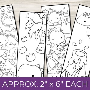 Dinosaur Coloring Bookmarks, 8 Printable Bookmarks for Kids, Dino ...