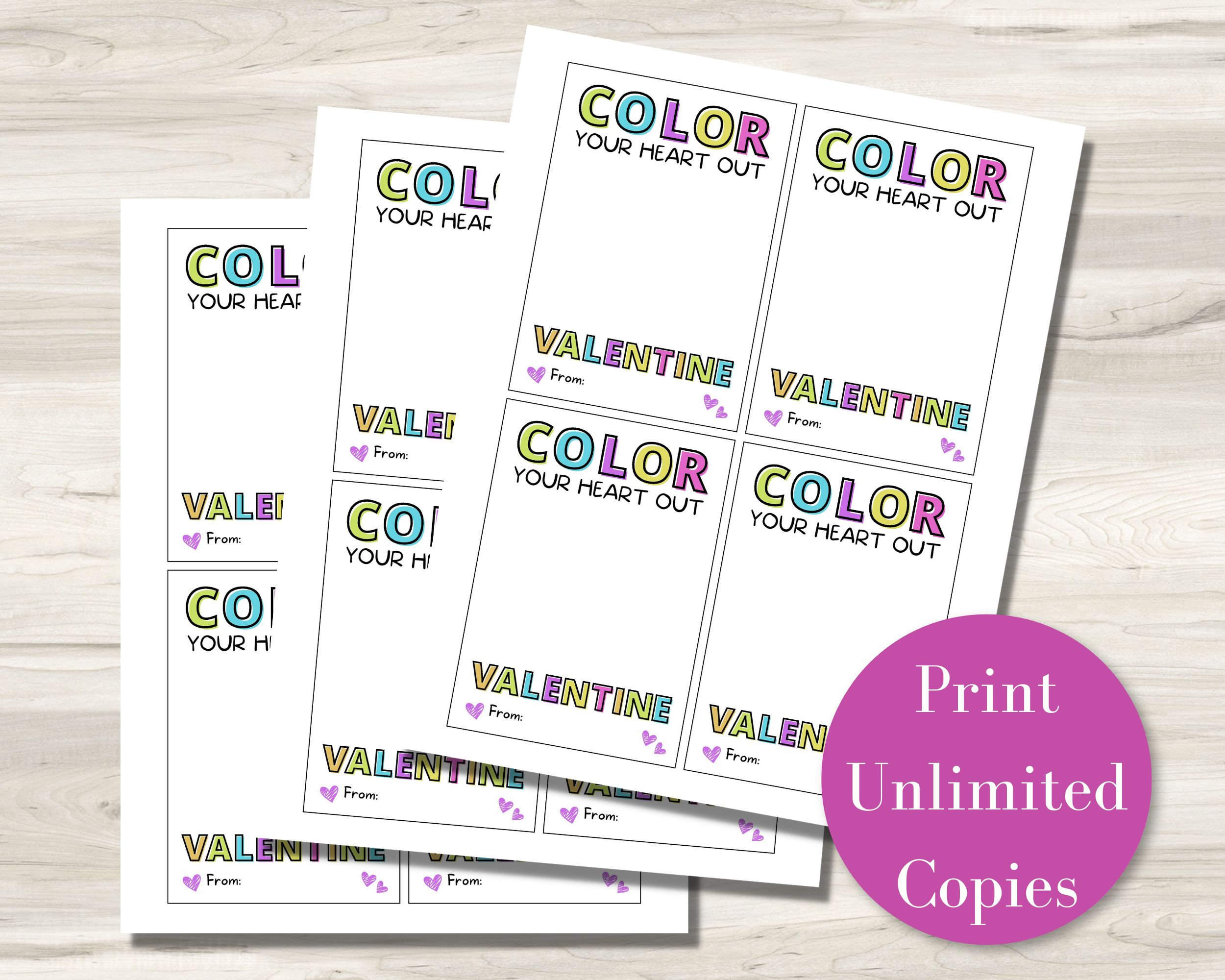 Color Your Heart Out Printable Valentine's Day Crayon Card for Kids ...