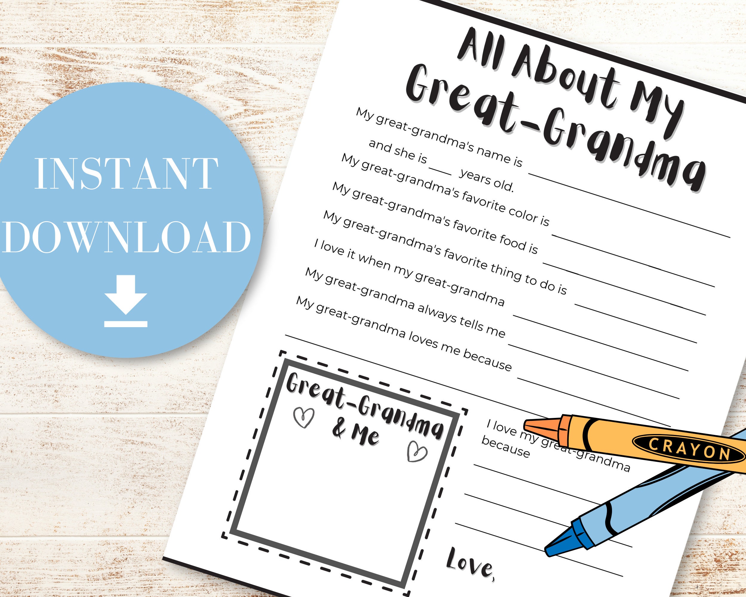 All About My Great-grandma Printable Letter PDF, Gift From Grandchild ...