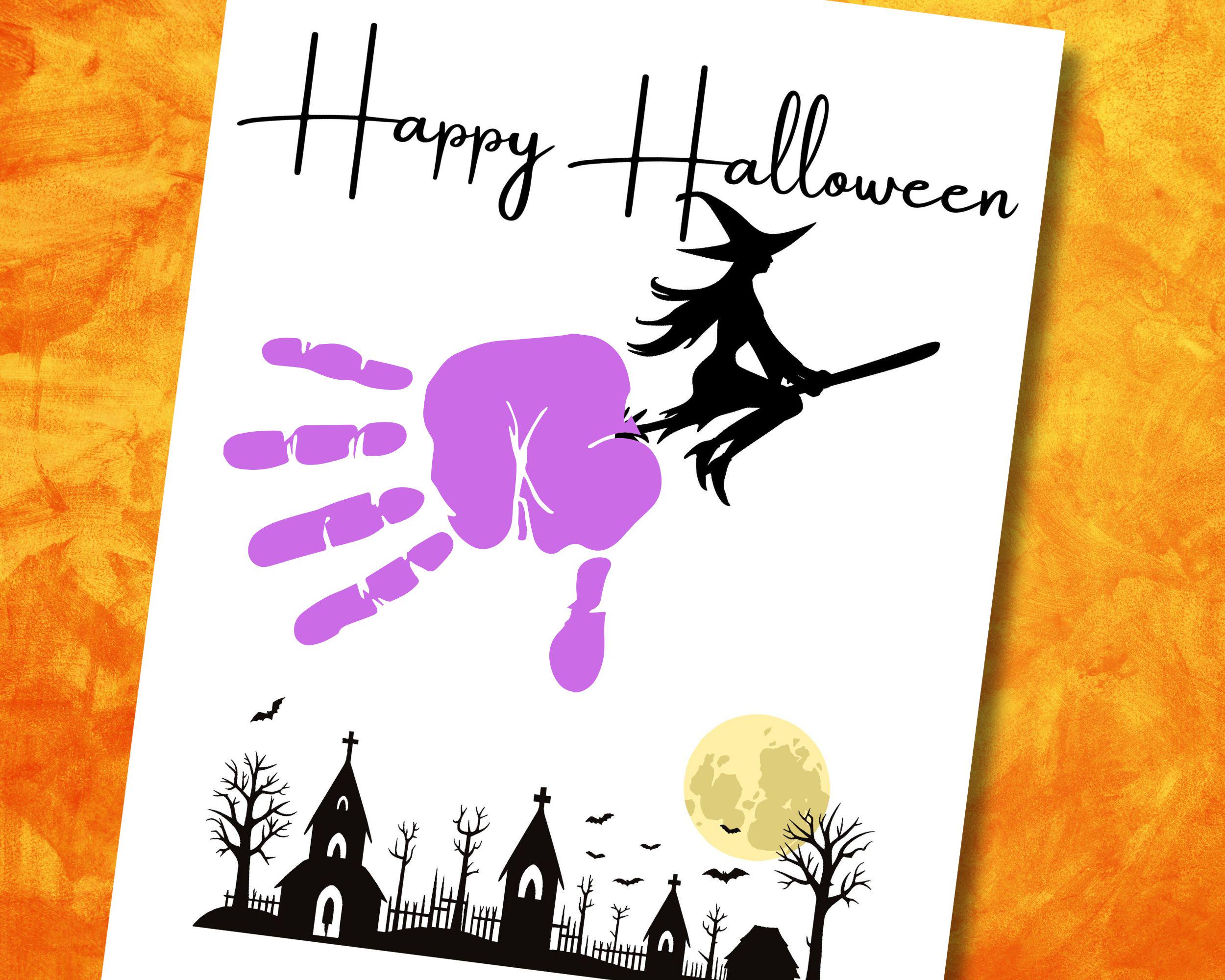 Halloween Handprint Footprint Art Bundle, Daycare Keepsake (digital ...