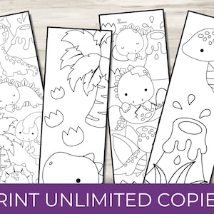 Dinosaur Coloring Bookmarks, 8 Printable Bookmarks for Kids, Dino ...