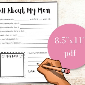 All About My Mom Printable Letter, Gift From Child, Mother's Day Craft ...