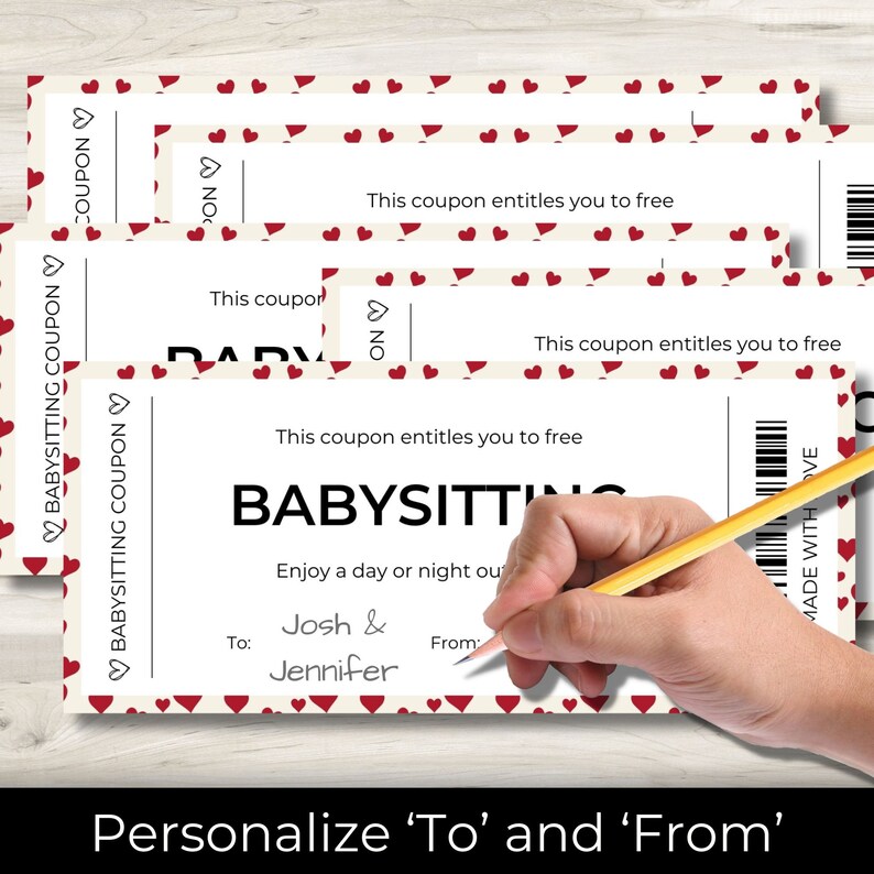 Babysitting Coupon Book for Mom, Printable Valentines Coupon, First ...