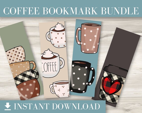 Coffee Bookmarks for Women Men Coffee Gifts Digital | Etsy