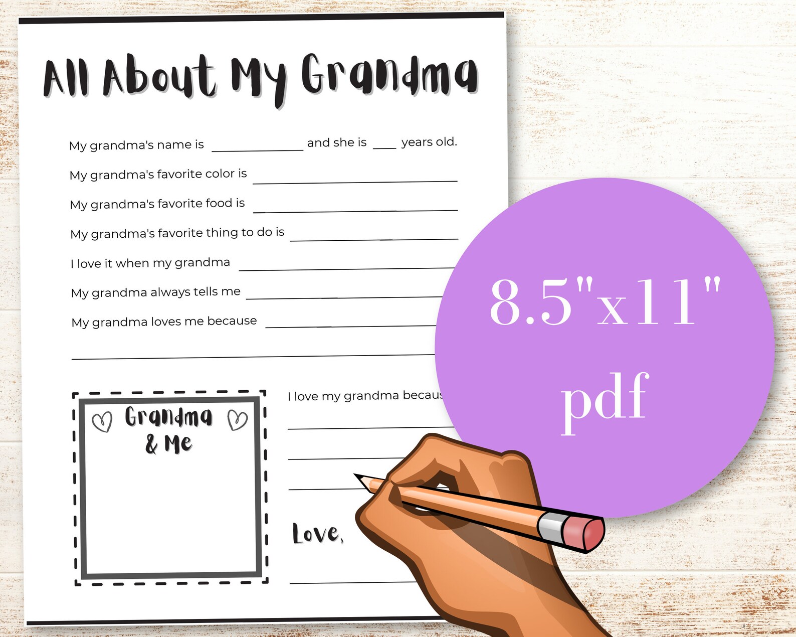 All About My Grandma Printable Letter for Mother's Day or Any Occasion ...