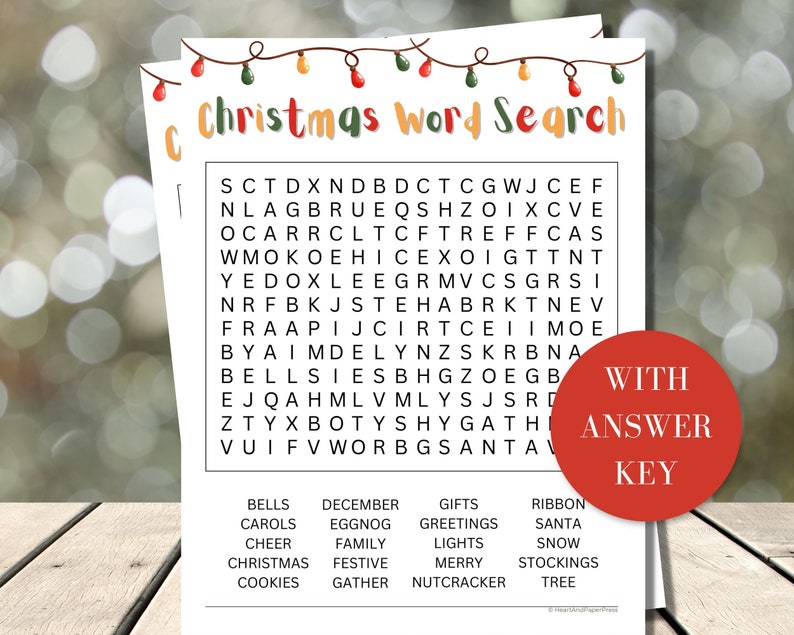 Christmas Word Search for Kids & All Ages - Printable PDF - Etsy