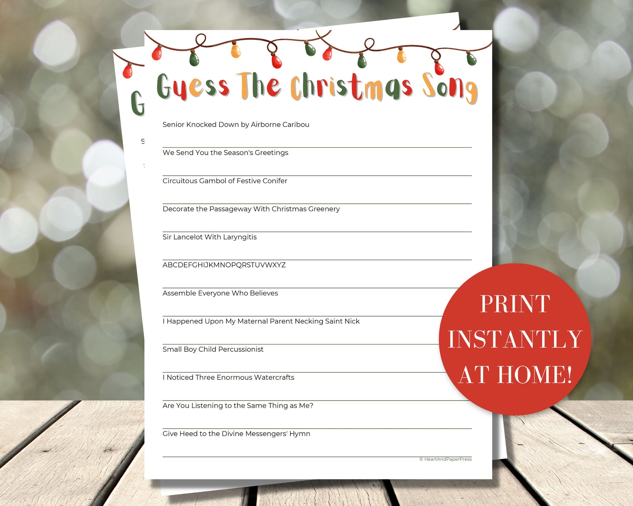 Guess the Christmas Carol Game for Office Christmas Party, Friendsmas ...