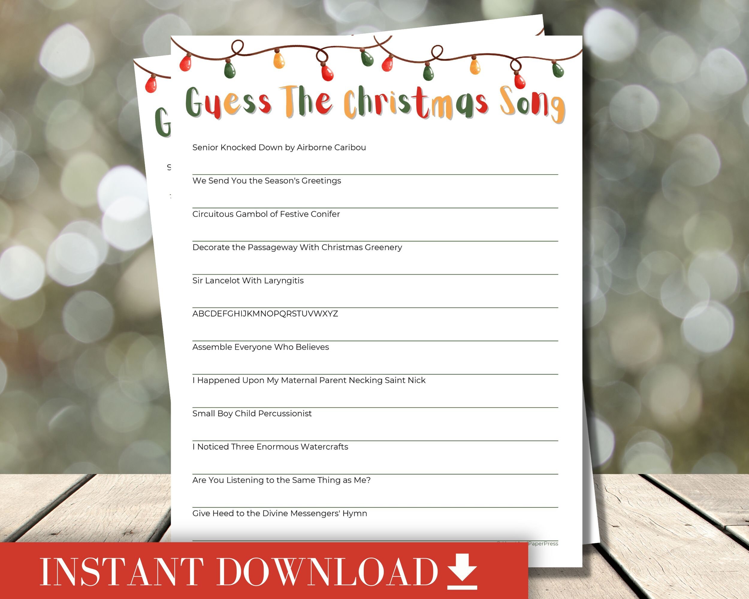 Guess the Christmas Carol Game for Office Christmas Party, Friendsmas ...