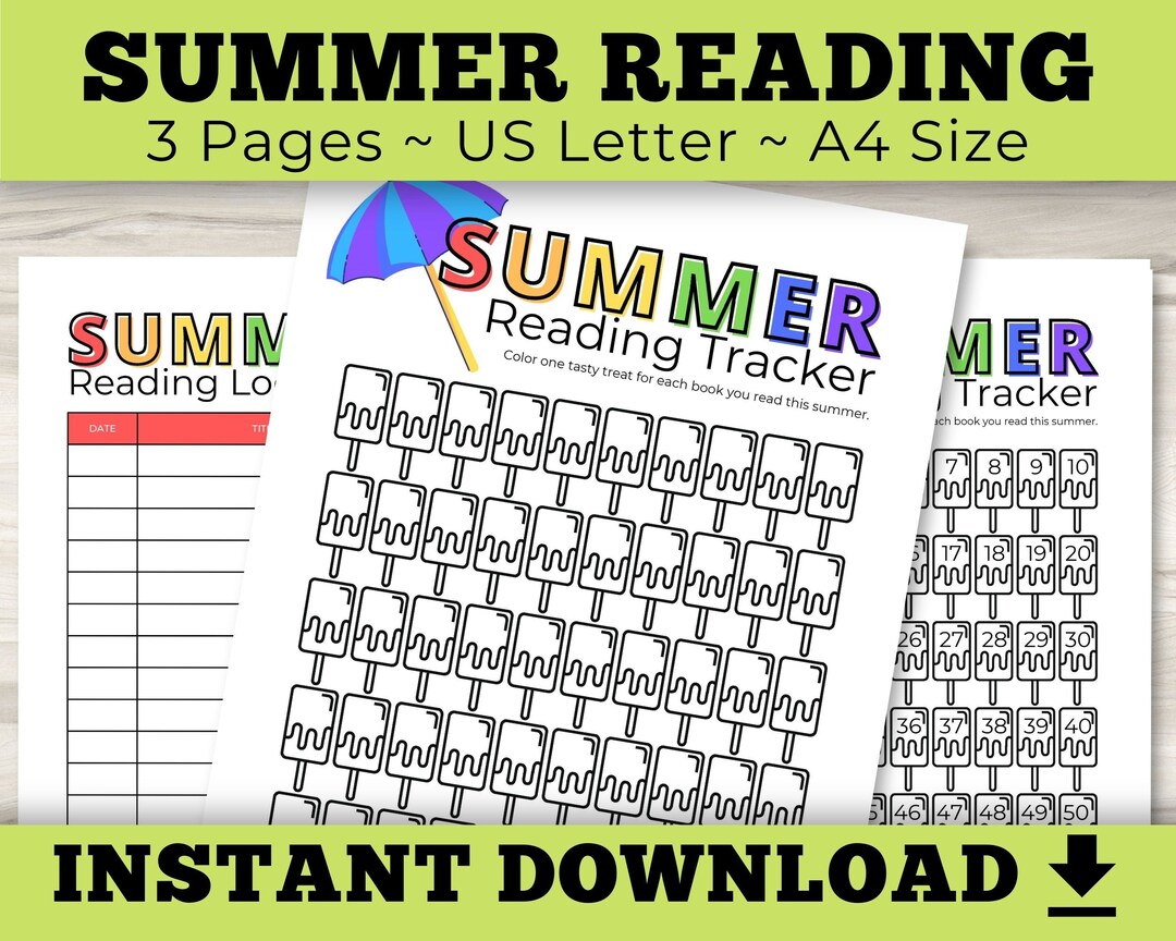 Summer Reading Tracker, Reading Log, PRINTABLE Reading Challenge for ...