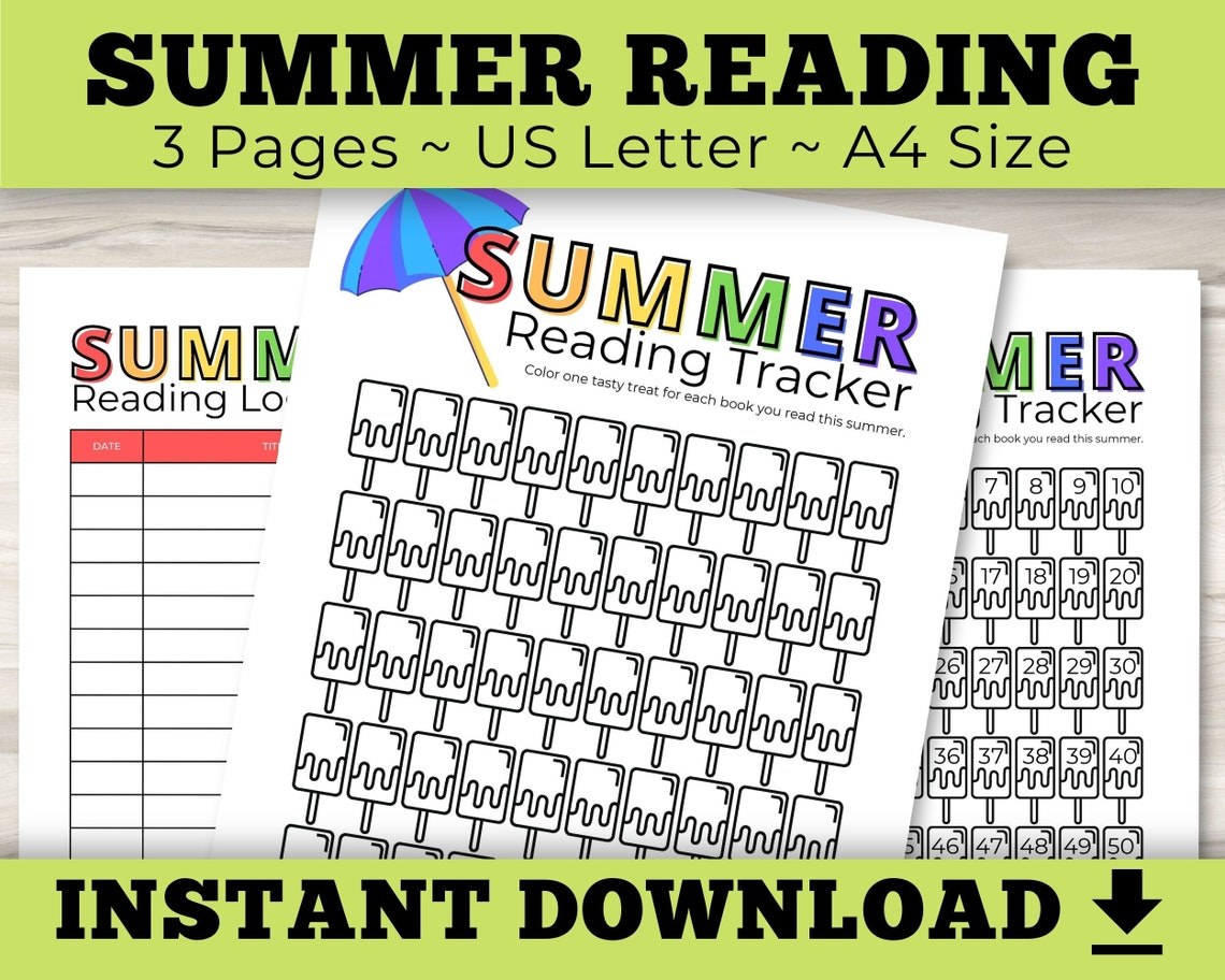 Summer Reading Tracker, Reading Log, PRINTABLE Reading Challenge for ...