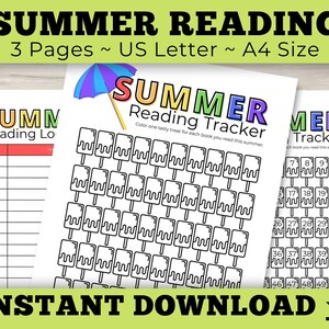 Summer Reading Tracker, Reading Log, PRINTABLE Reading Challenge for ...