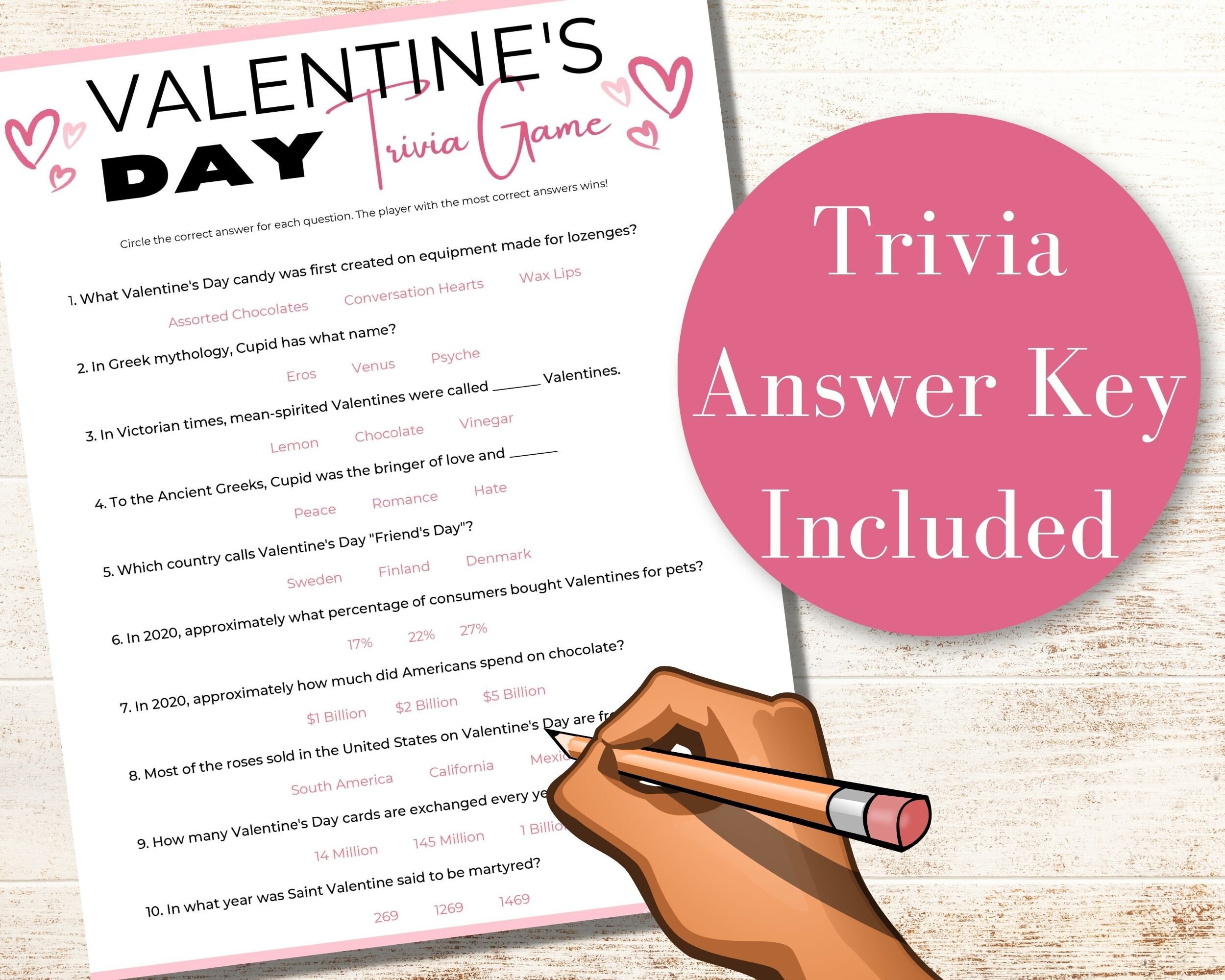 Valentines Trivia Game for Galentines Day, Office Party Game, or Group ...