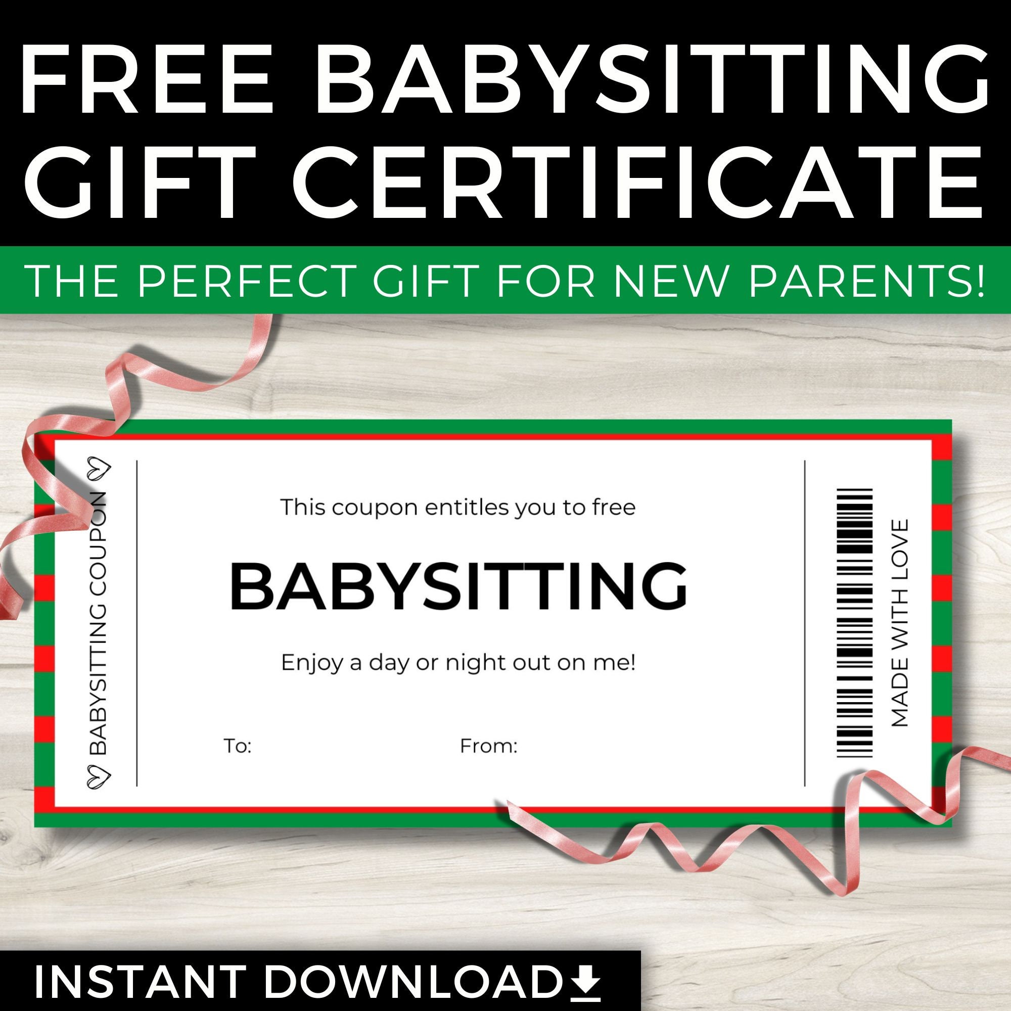 Babysitting Coupon Book for Mom, Printable Christmas Coupons, First ...