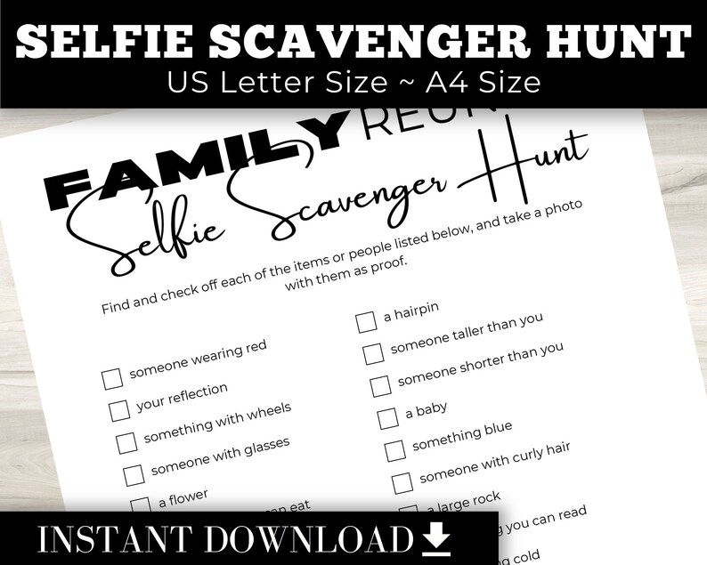 Selfie Scavenger Hunt Icebreaker Game for Family Gatherings - Etsy