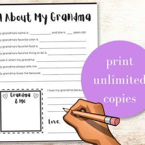 All About My Grandma Printable Letter for Mother's Day or Any Occasion ...