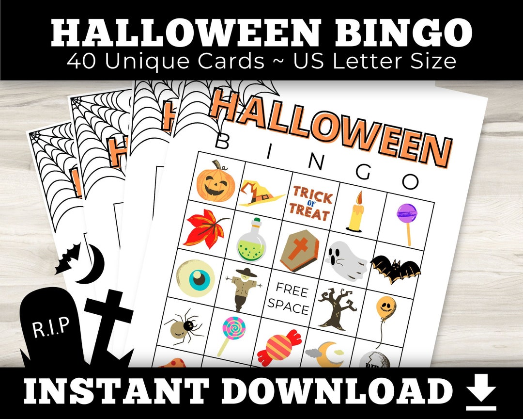 Halloween Bingo Cards, Printable Spooky Bingo, Halloween Homeschool ...
