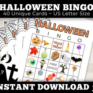 Halloween Bingo Cards, Printable Spooky Bingo, Halloween Homeschool ...