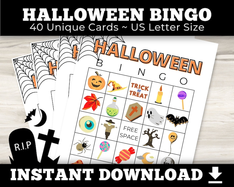 Halloween Bingo Cards, Printable Spooky Bingo, Halloween Homeschool ...
