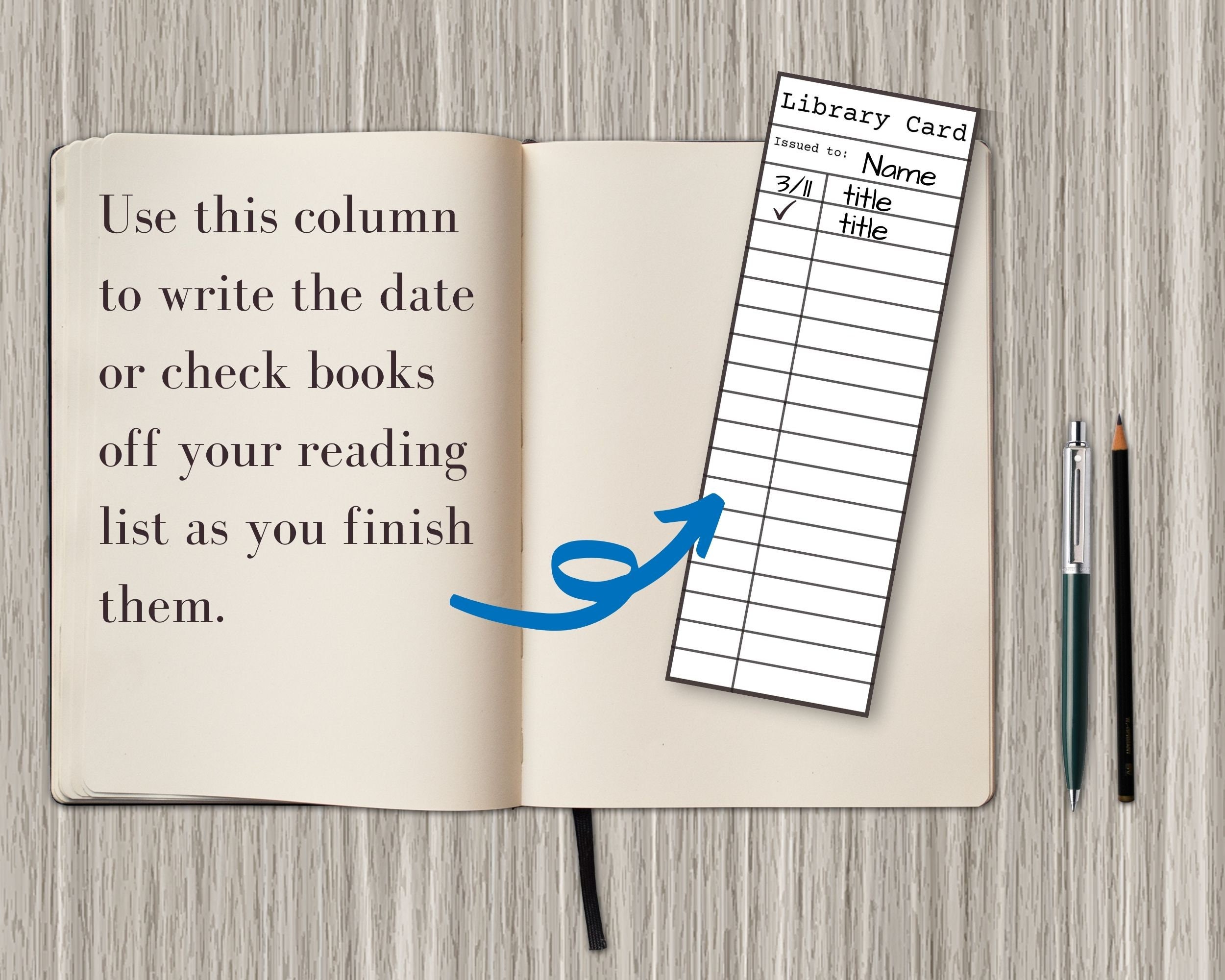 4 Reading Tracker Bookmarks With Bookshelf & Vintage Library Card to ...