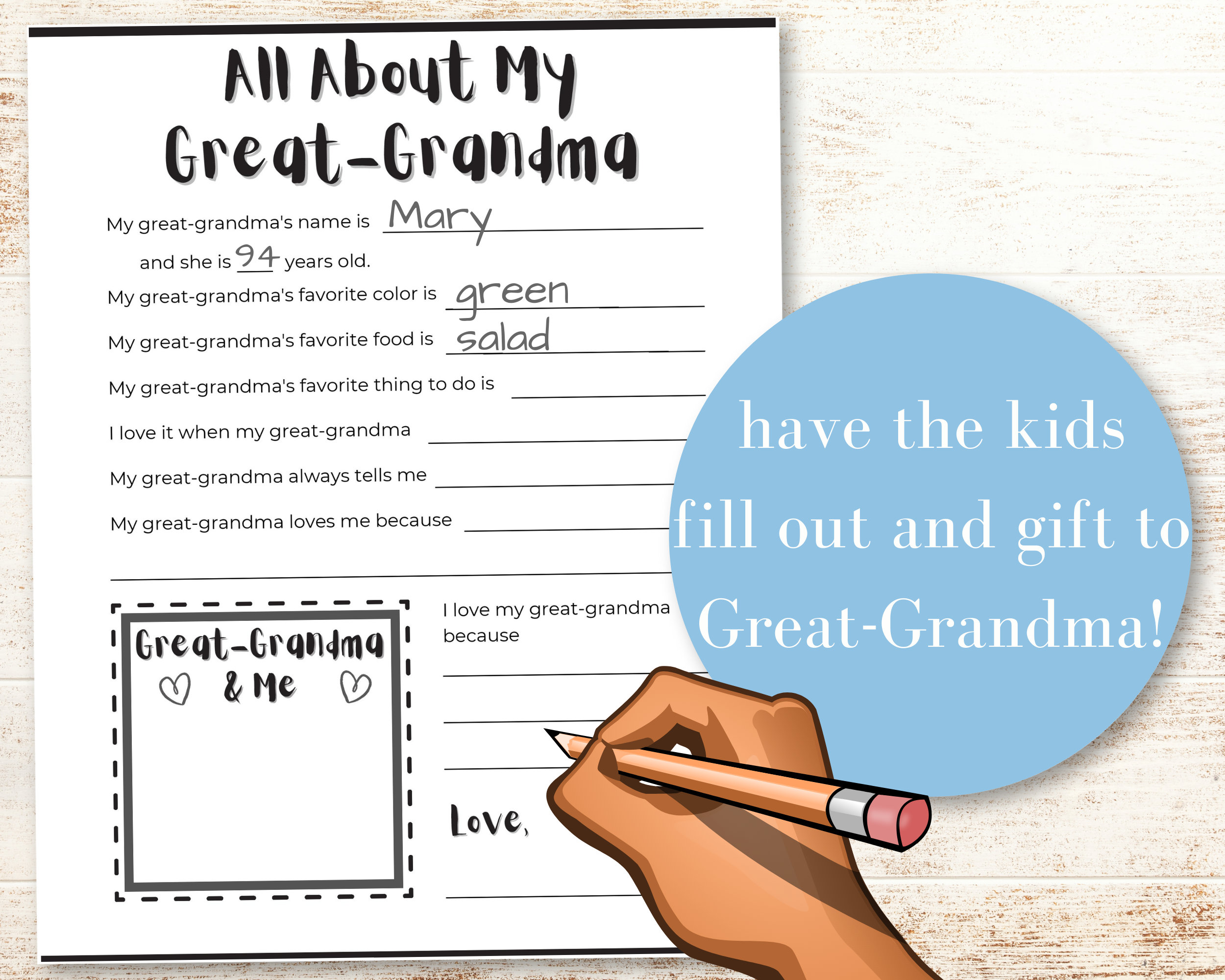 All About My Great-grandma Printable Letter PDF, Gift From Grandchild ...