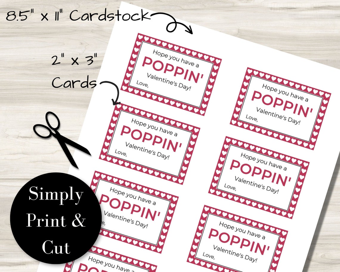 Poppin Valentine Tag Printable, Pop It Valentine Tag, Classroom Popcorn ...